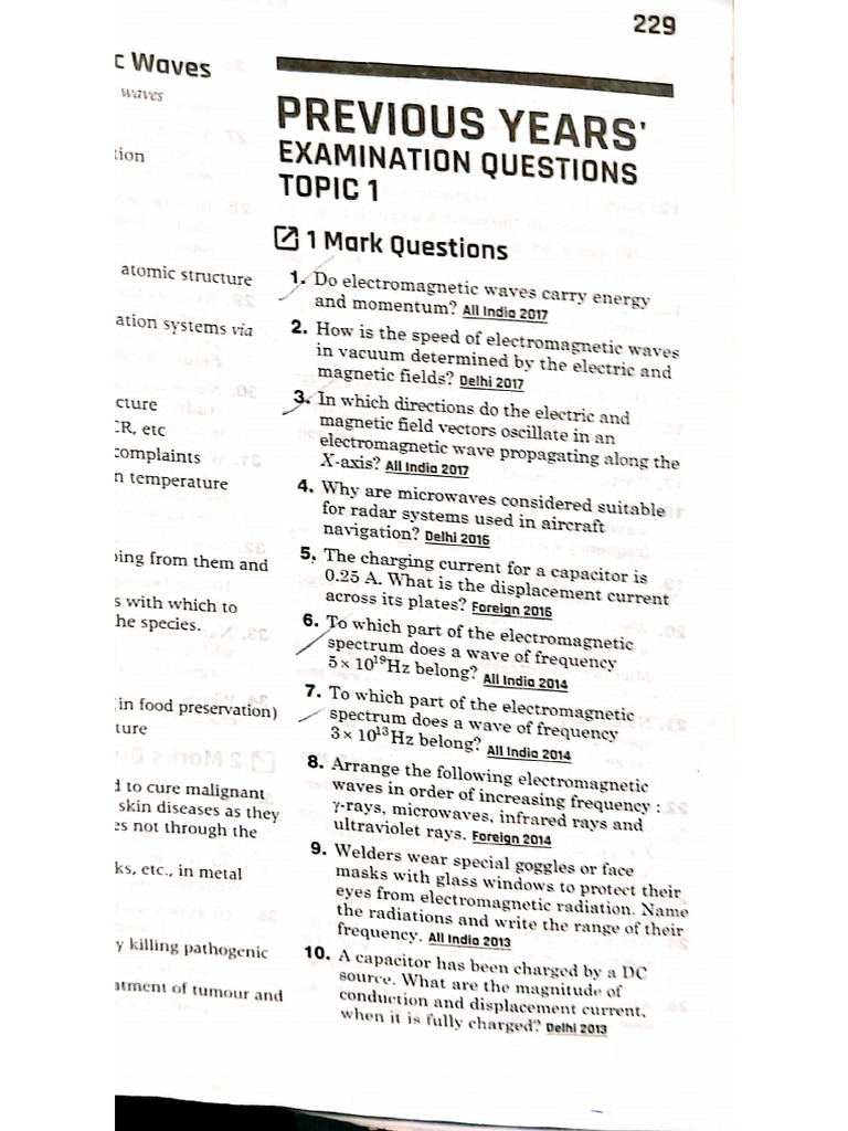 Electromagnetic Waves, Questions Pape | PDF
