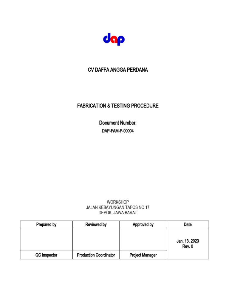 Fabrication, Testing Procedure | PDF | Nondestructive Testing | Welding