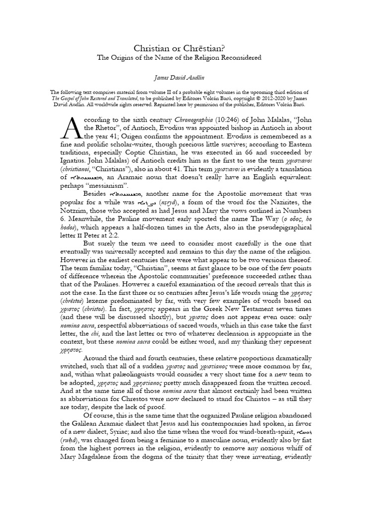 Christian or Chrestian The Origins of TH | PDF | Jesus | New Testament