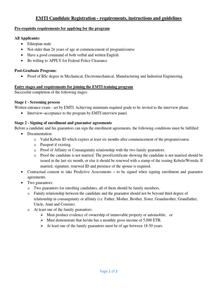ME 23 Candidate Check List For Enrollment English | PDF