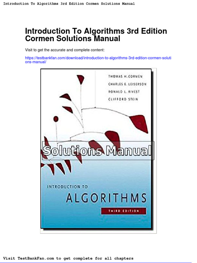 Dwnload Full Introduction To Algorithms 3rd Edition Cormen Solutions ... Dwnload Full Introduction To Algorithms 3rd Edition Cormen Solutions ...