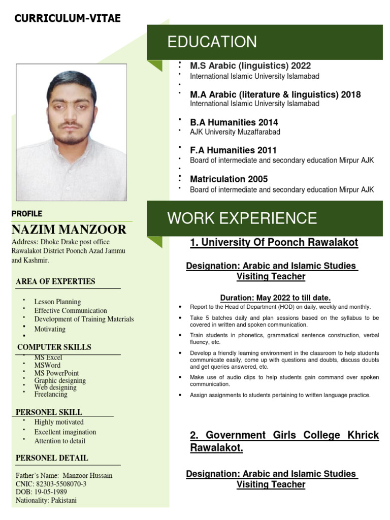 Nazim CV | PDF | Communication | Learning
