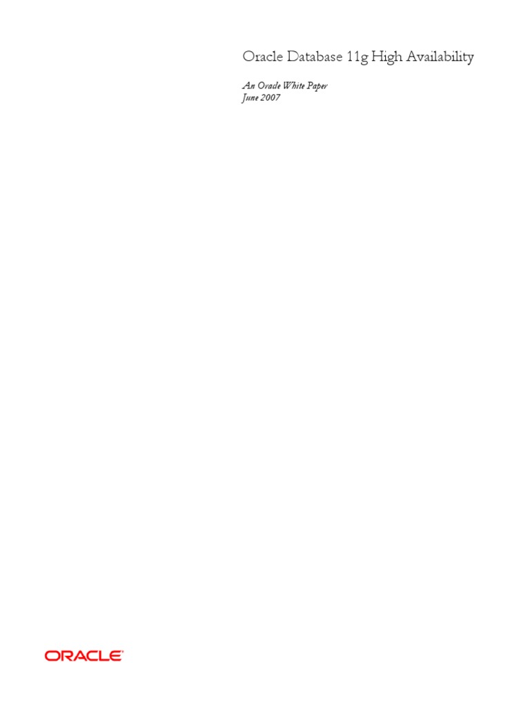 11g High Availability | PDF | Oracle Database | Databases