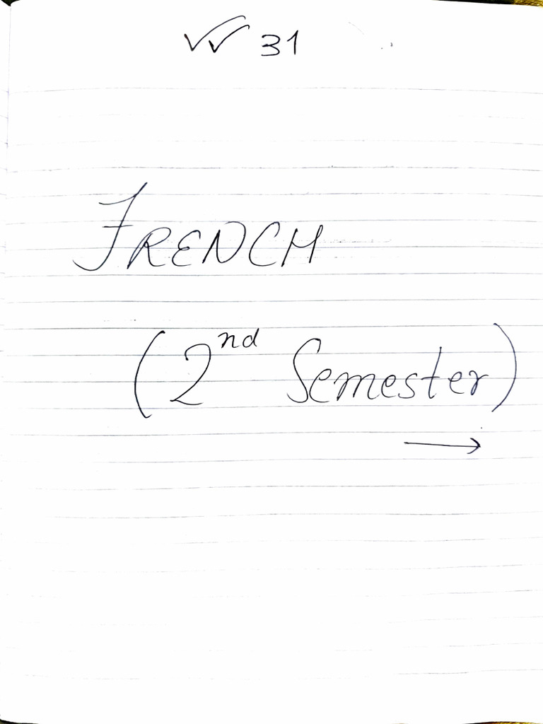 French 2nd Sem Notes (7th Aug - 29th Sep, 2023) | PDF