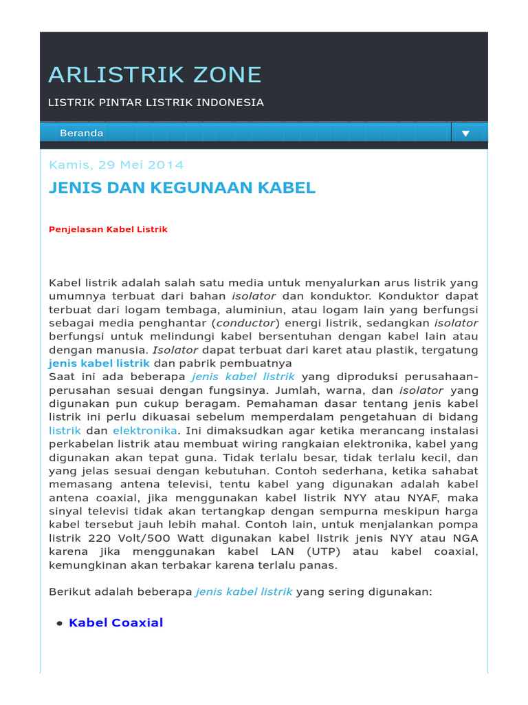 Jenis Dan Kegunaan Kabel - HTML | PDF