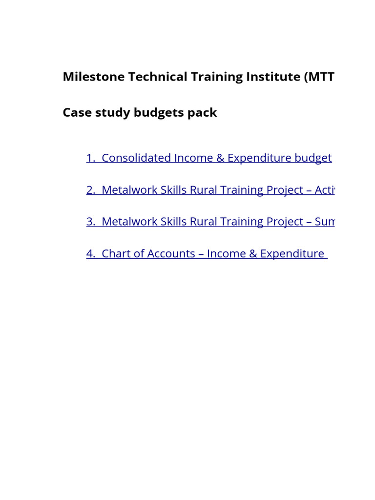 WK1 - MTTI Budgets Pack Excel | PDF | Expense | Fee