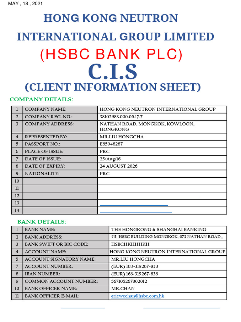 Cis Hong Kong HSBC | PDF