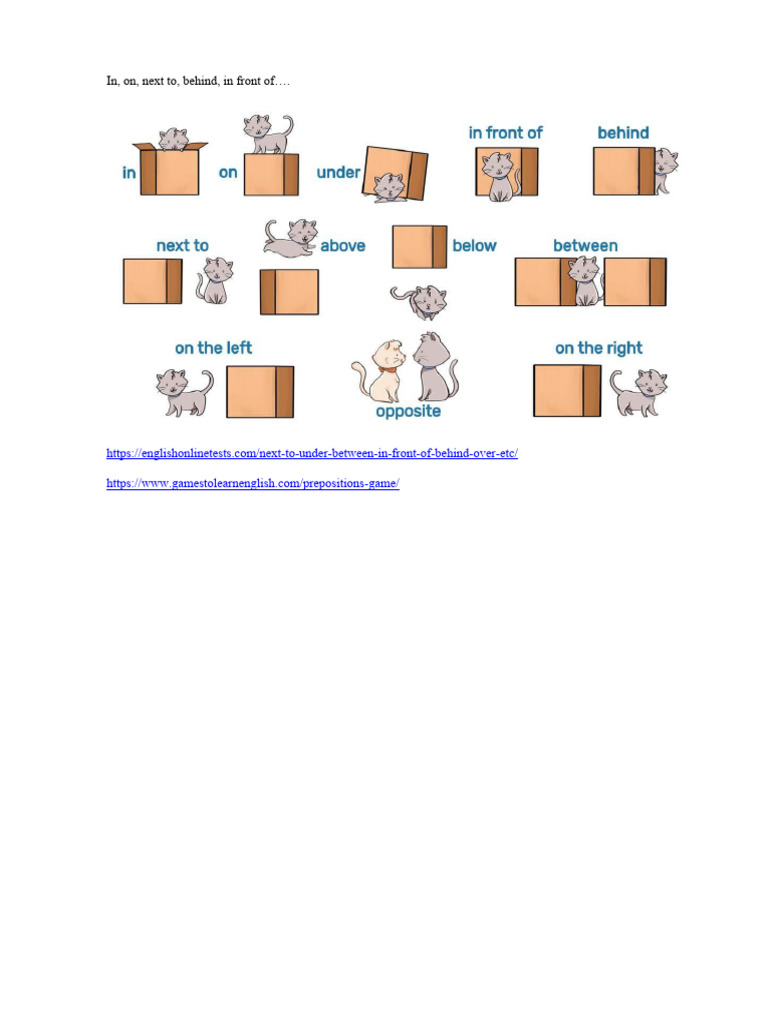 In, On Next To in Front Of... | PDF