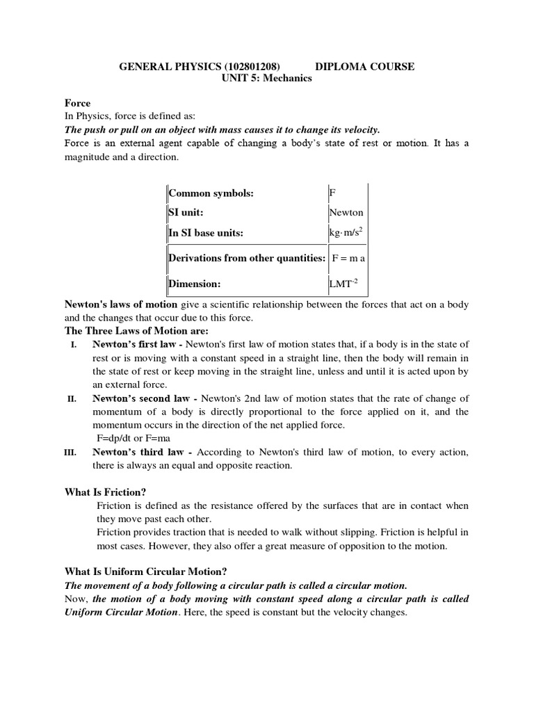UNIT 5 Mechanics (2) - PDF | PDF | Rotation Around A Fixed Axis | Angular Momentum