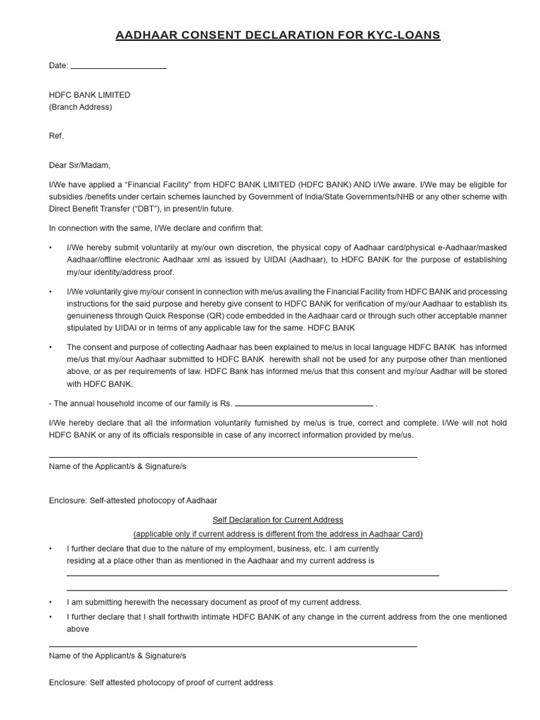 Aadhaar Consent | PDF | Government