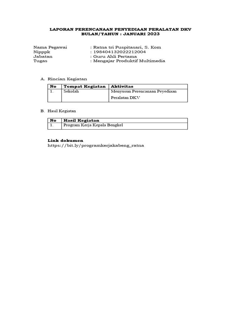Form Laporan SKP 2024 | PDF