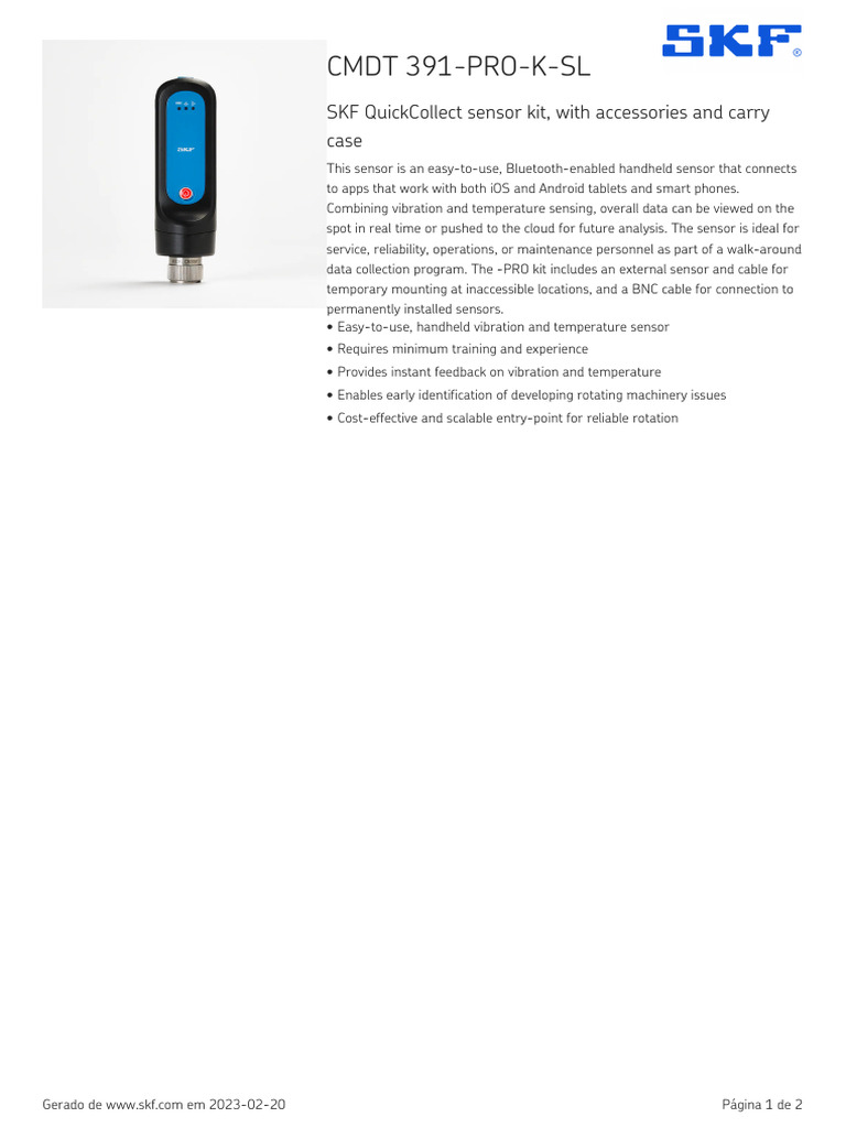 Sensor SKF QuickCollect: Monitoramento de Vibração e Temperatura | PDF ...