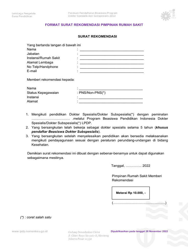 Rekomendasi LPDP Direktur Rumah Sakit | PDF