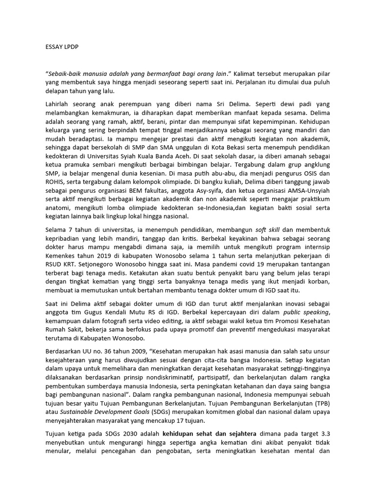 Essay LPDP | PDF
