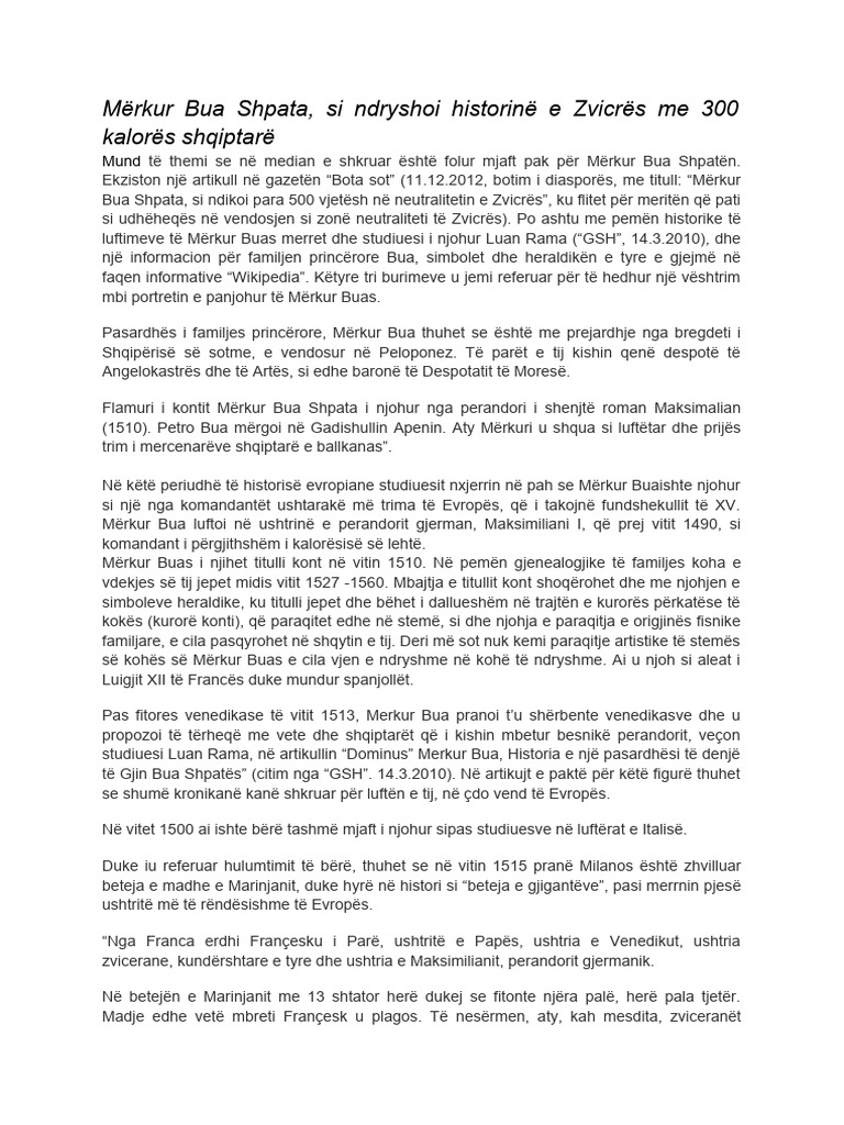 Mërkur Bua Shpata Ndryshoi Historinë e Zvicrës Me 300 Kalorës Shqiptarë ...