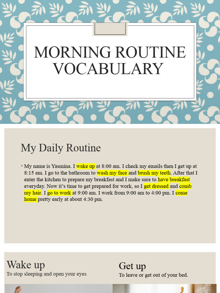 Daily Routine Vocabulary | PDF
