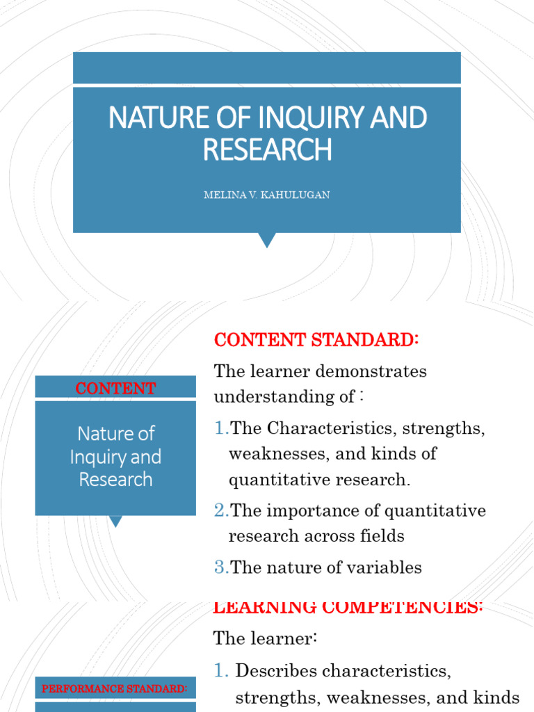 Nature of Inquiry and Research: Melina V. Kahulugan | PDF | Inquiry ...