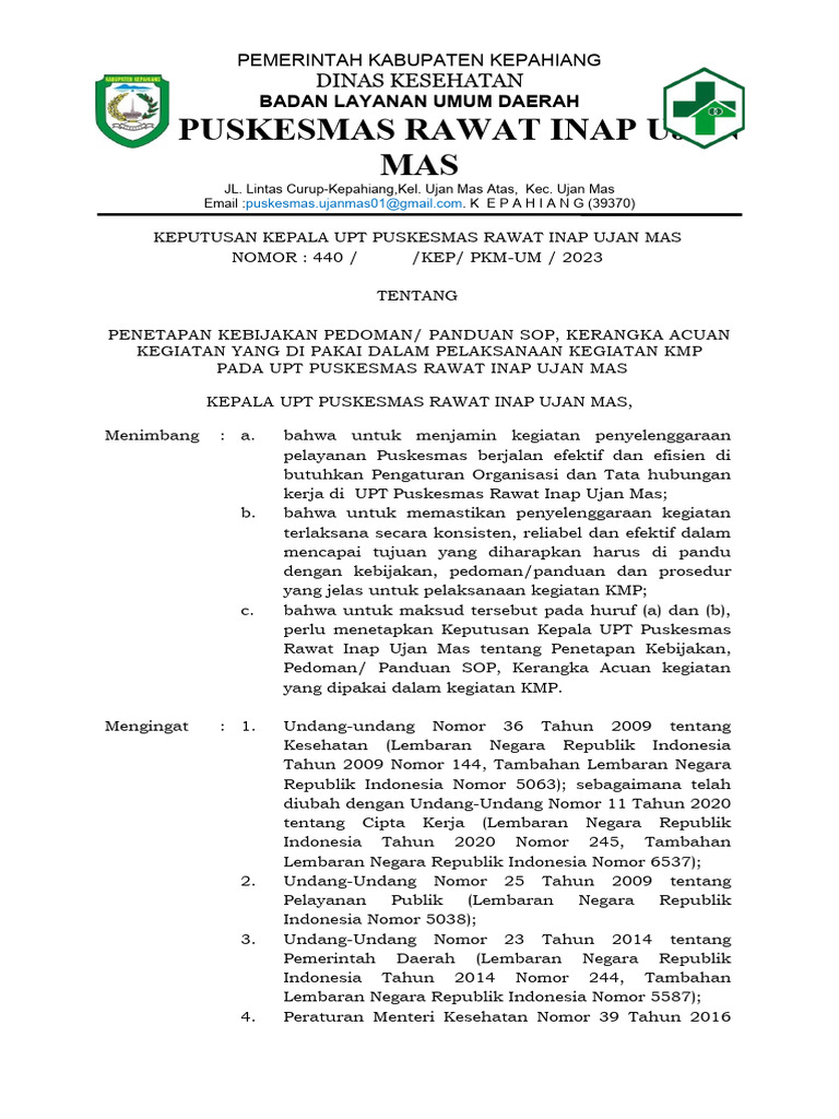 SK Pedoman SOP, KAK KMP | PDF