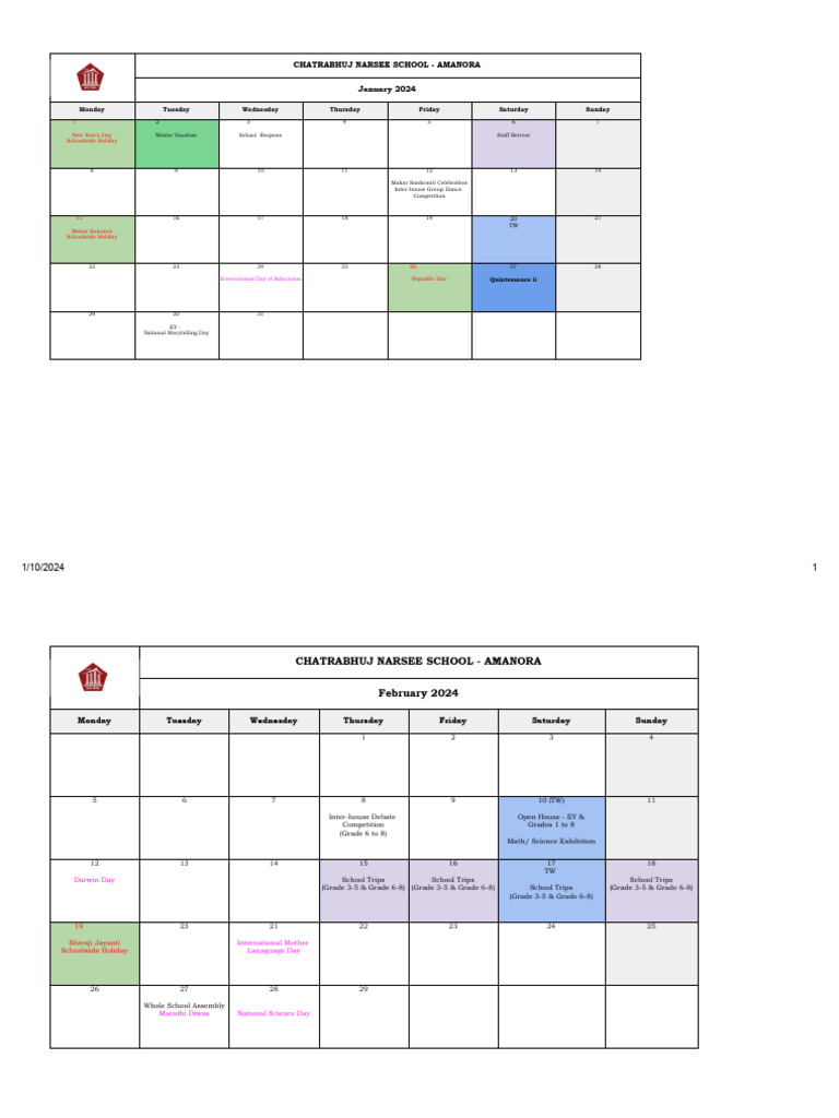 Calendar AY 2023-24.xlsx 1 | PDF | Observances | Festival