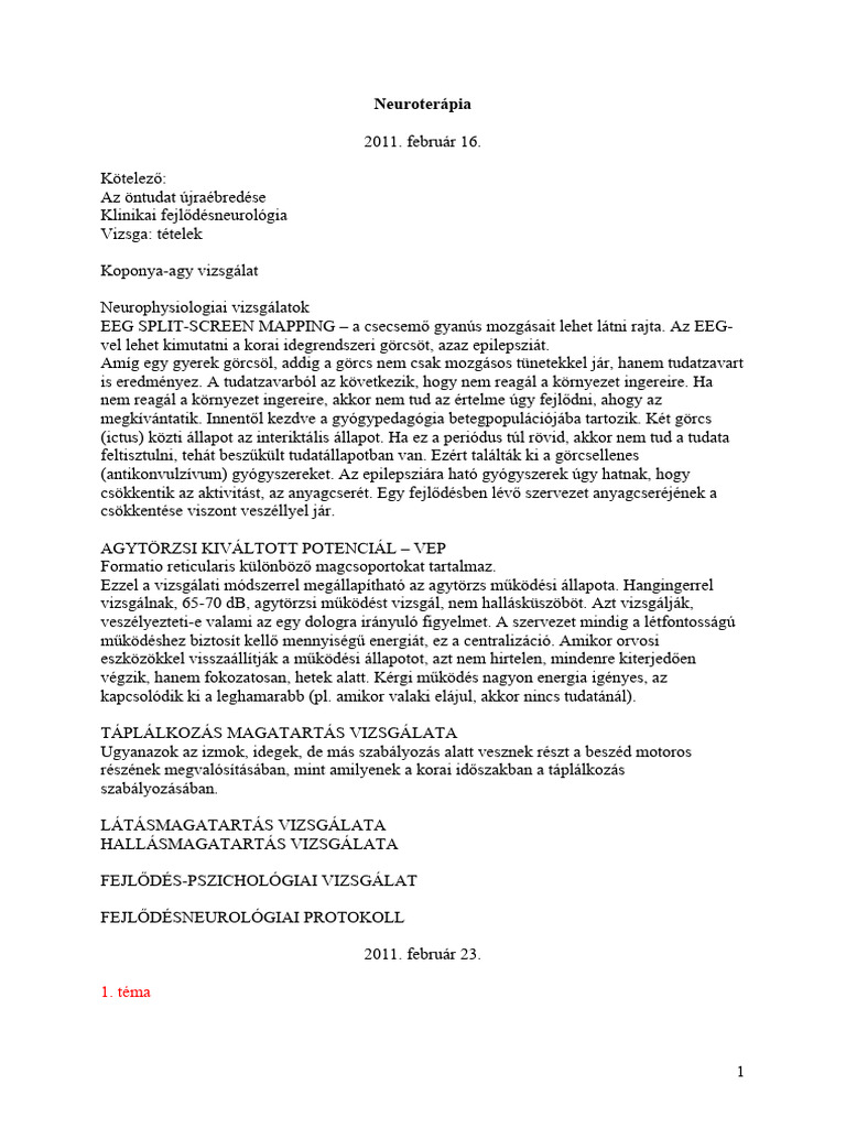 Neuro Oraijegyzet 2011 | PDF