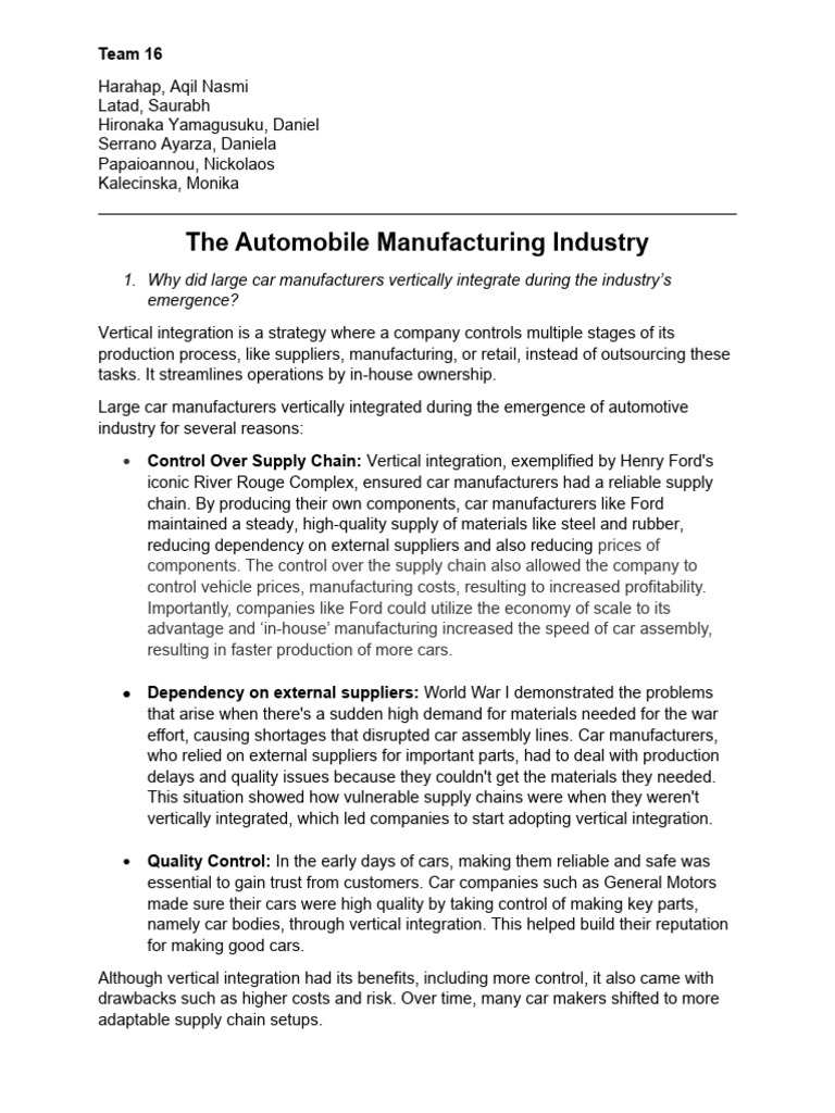 The Automobile Manufacturing Industry | PDF | Lean Manufacturing ...