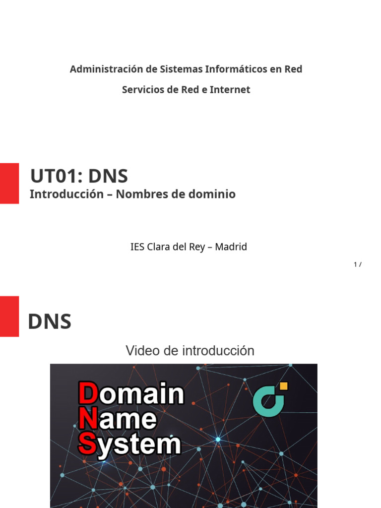 ASIR SRI UT01-DNS 01-Introducción-Nombres de Dominio | PDF
