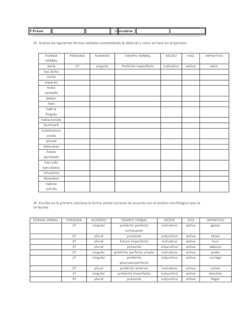 Ejercicios De Verbos 1º Eso Con Soluciones Pdf