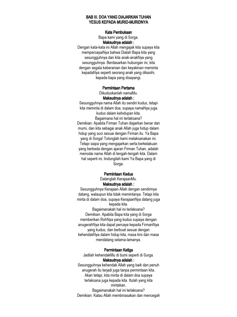 Doa Yesus: Panduan dan Makna | PDF