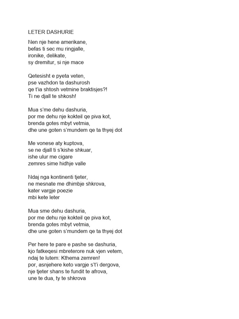 Pirro Cako - LETER DASHURIE | PDF