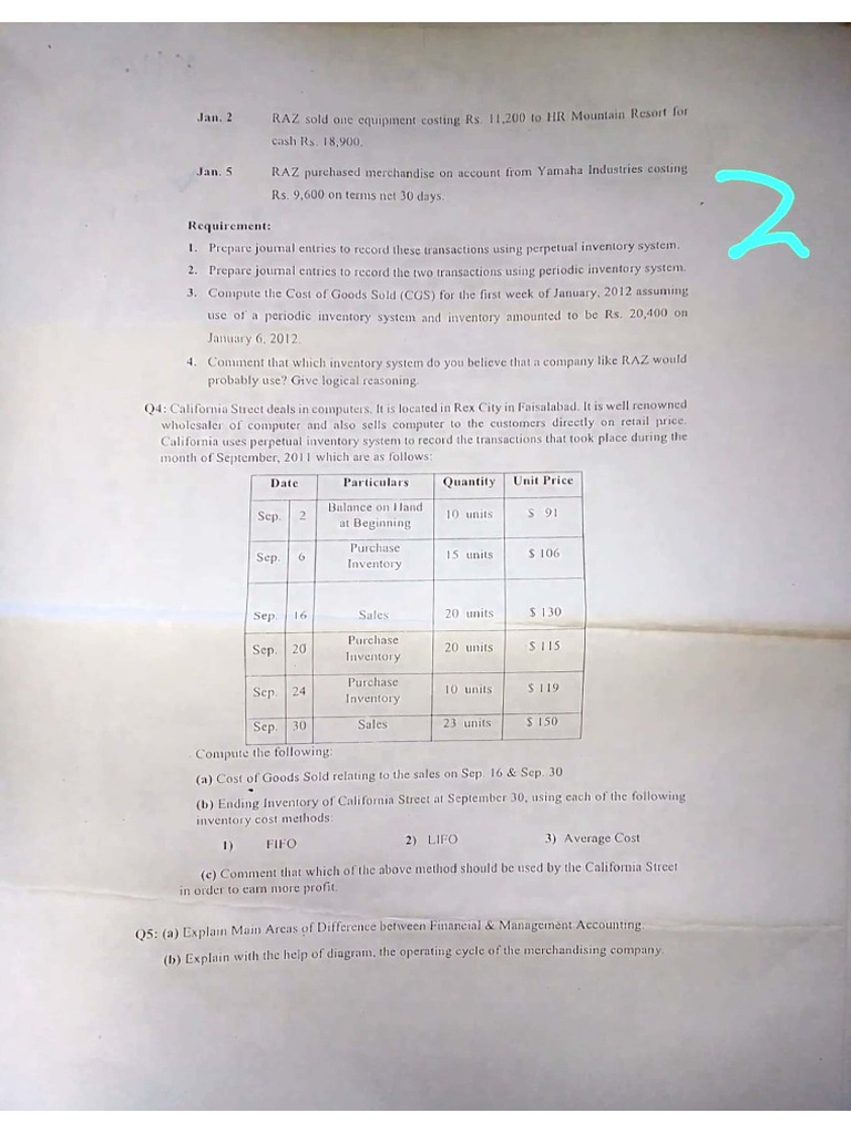 BBA 2nd Semester Saleem 03012066921 Past Papers 2022 | PDF