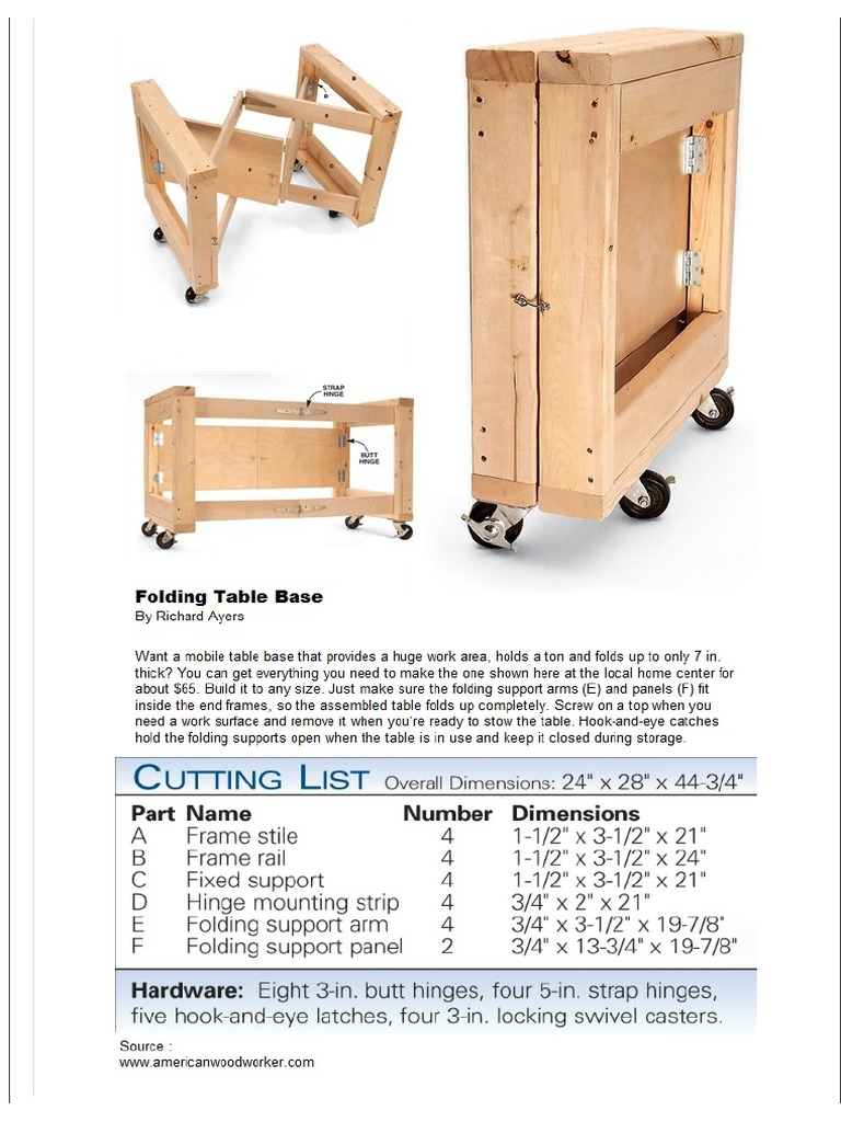 Folding Table Base _ WoodworkerZ | PDF