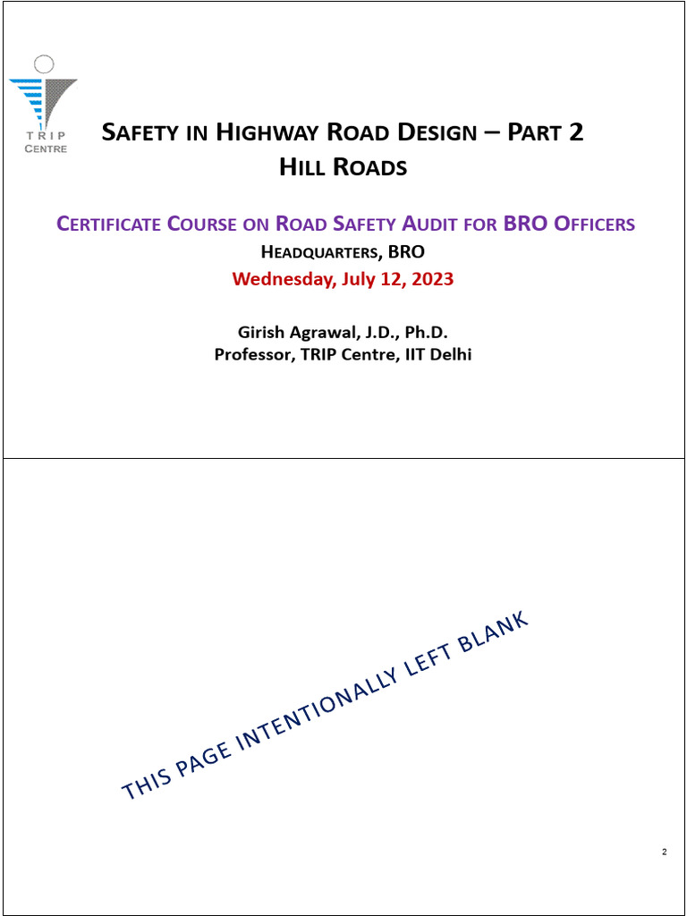 1-Safety in Highway Road Design-Hill Roads (BRO Cert Course) (2023 Jul ...