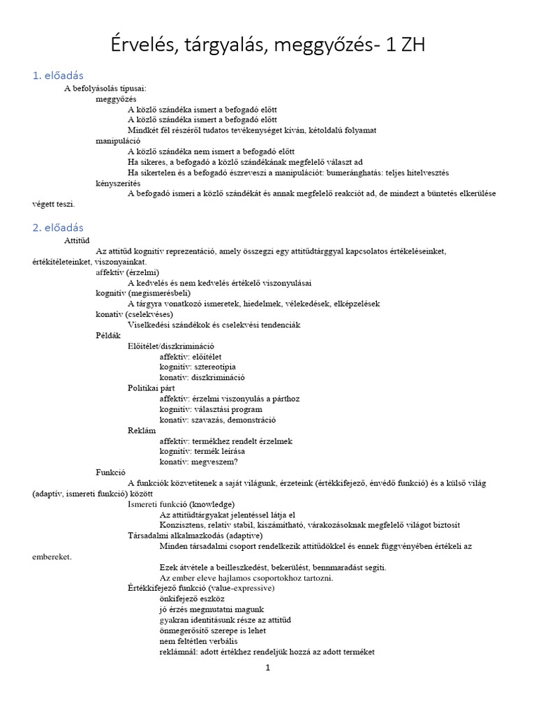 2018 ZH1 Jegyzet by AtiG | PDF