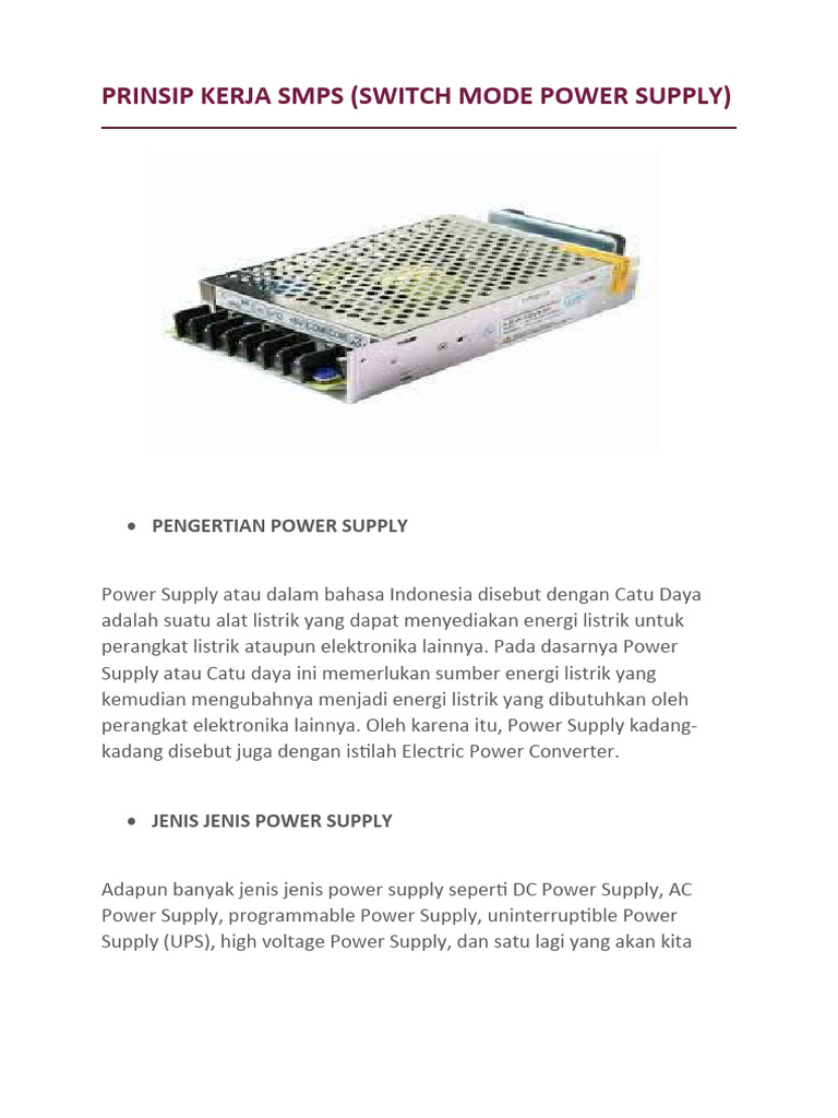 Prinsip Kerja SMPS (M INDRA FAUZI 18) | PDF