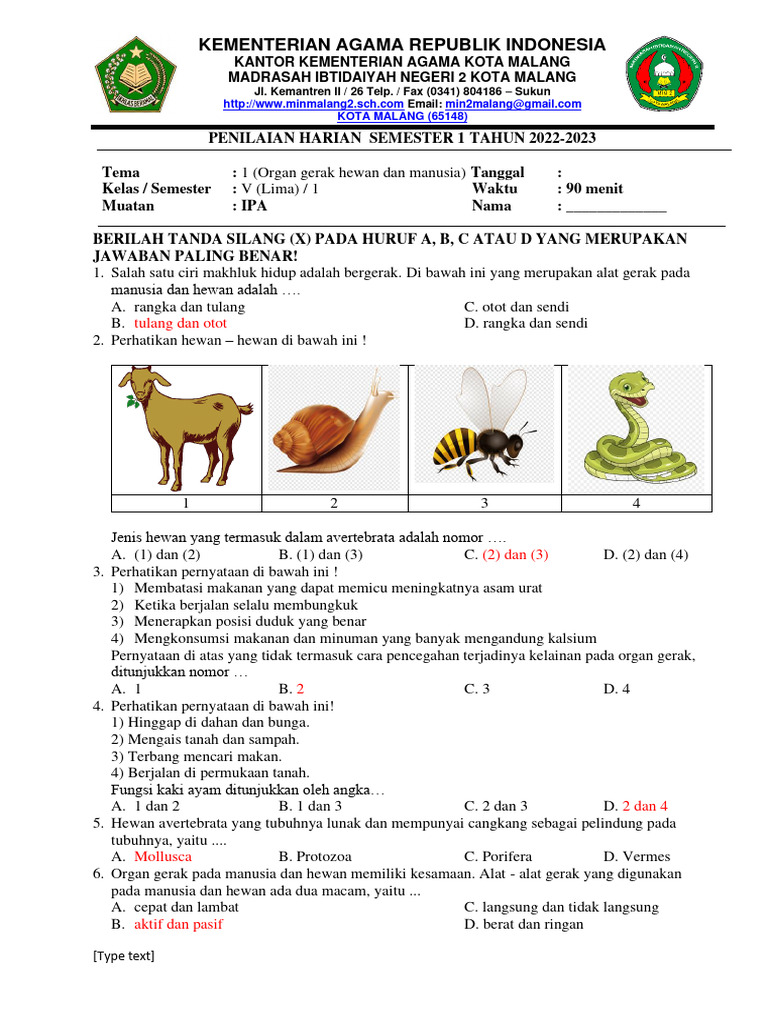 Soal PH Ipa Tema 1 | PDF