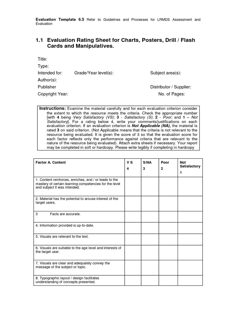 Rating Sheet For Charts | PDF | Typography | Page Layout