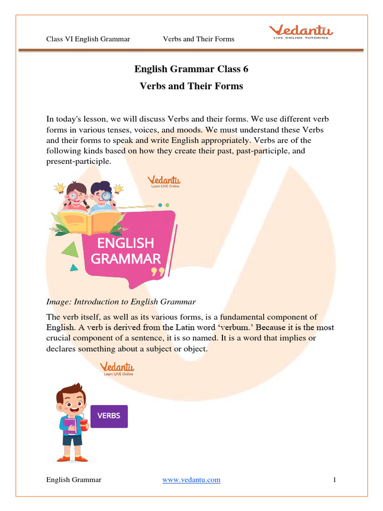 Class 6 English Grammar Ncert Solutions Verbs and Their Forms | Download Free PDF | Verb ...