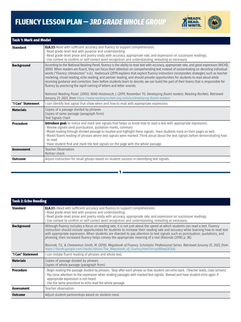 Fluency Lesson Plan | PDF | Fluency | Reading Comprehension