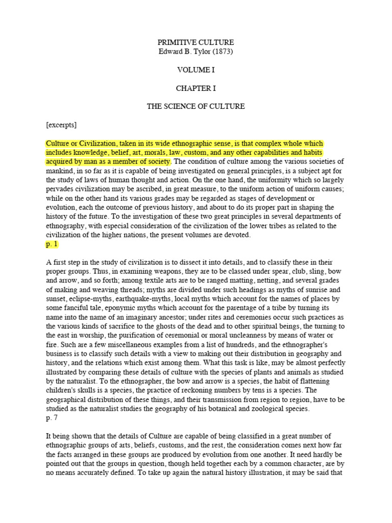 Tylor - 1871 - Primitive Culture | PDF