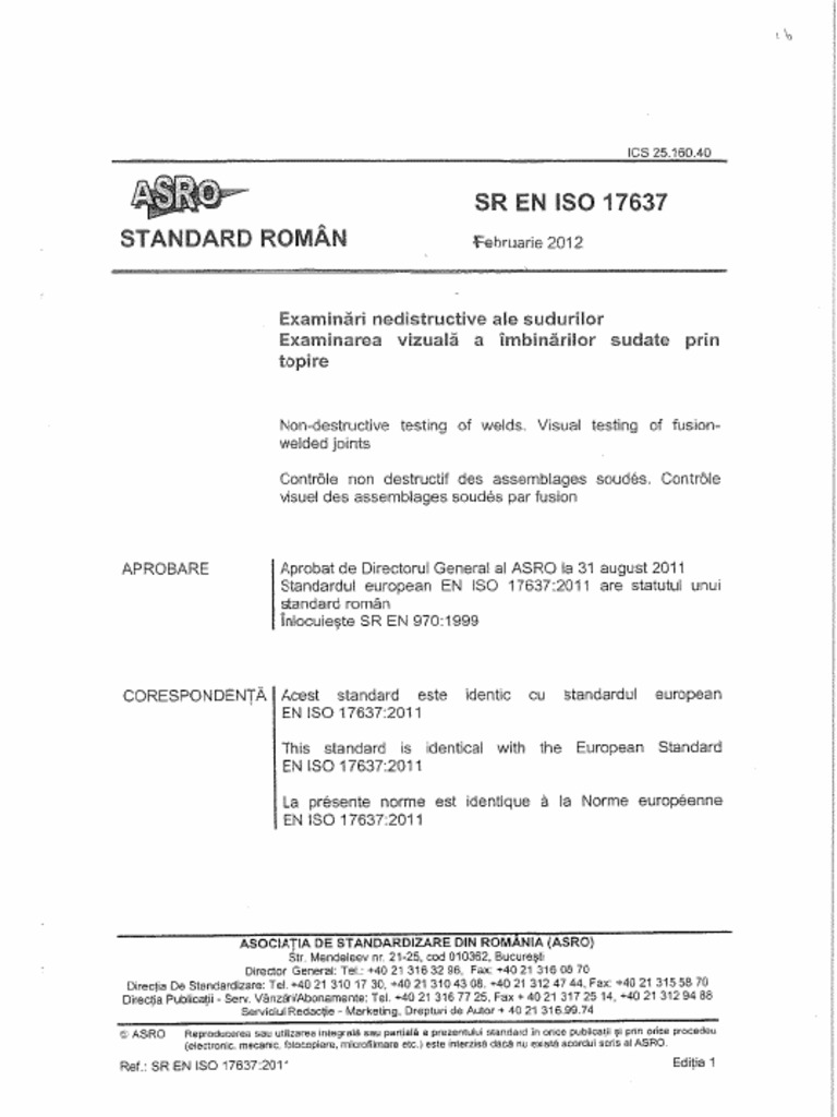 SR EN ISO 17637 | PDF