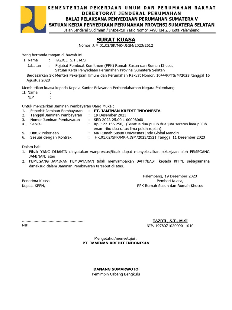 Surat Kuasa Jam UM | PDF