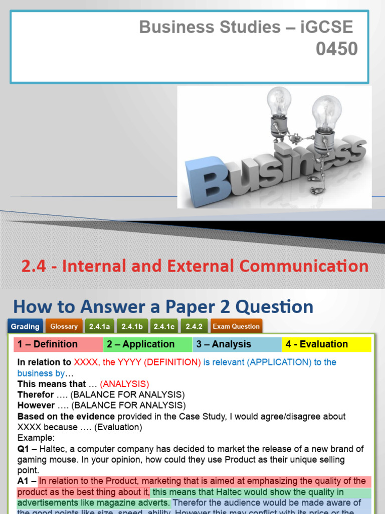 Igcse 2 4 Internal And External Communication Pdf Communication
