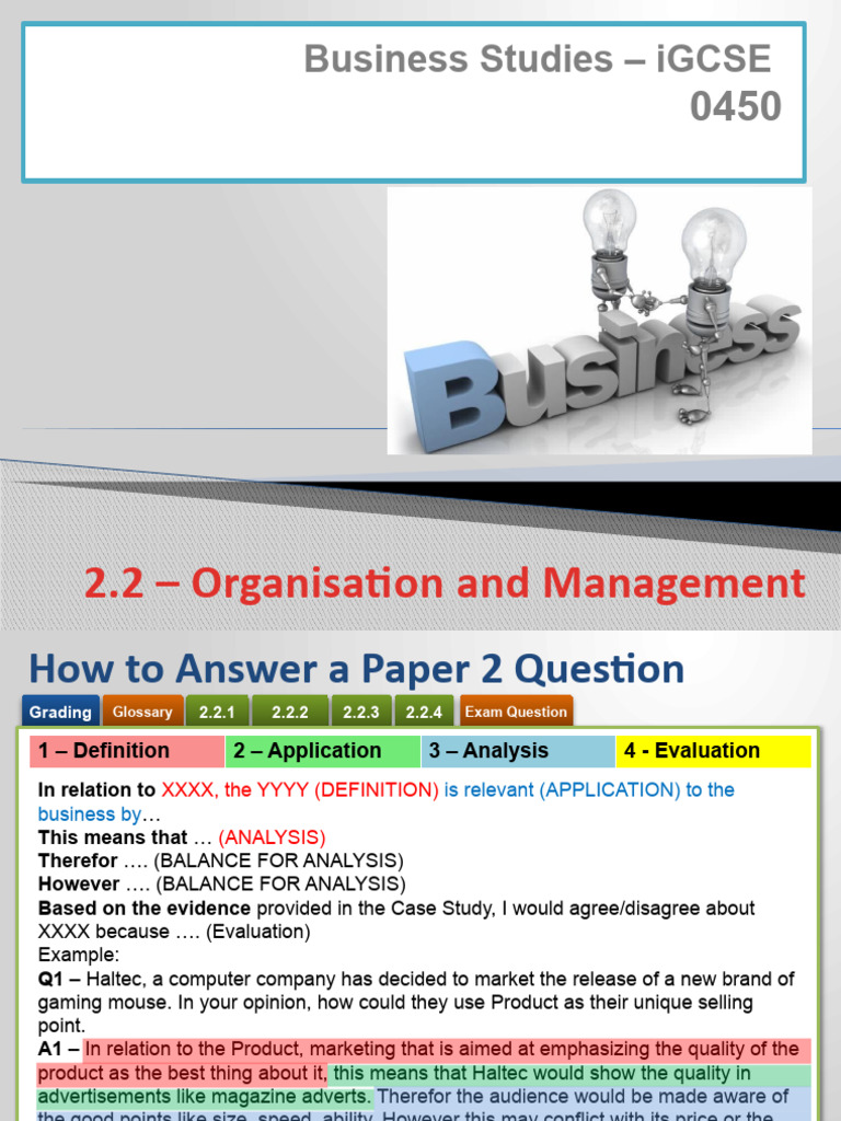 Igcse 2 2 Organisation And Management Pdf Leadership Knowledge