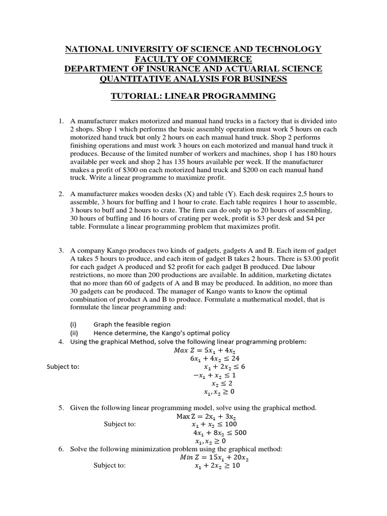 Linear Programming Pdf Linear Programming Mathematical Optimization 4079