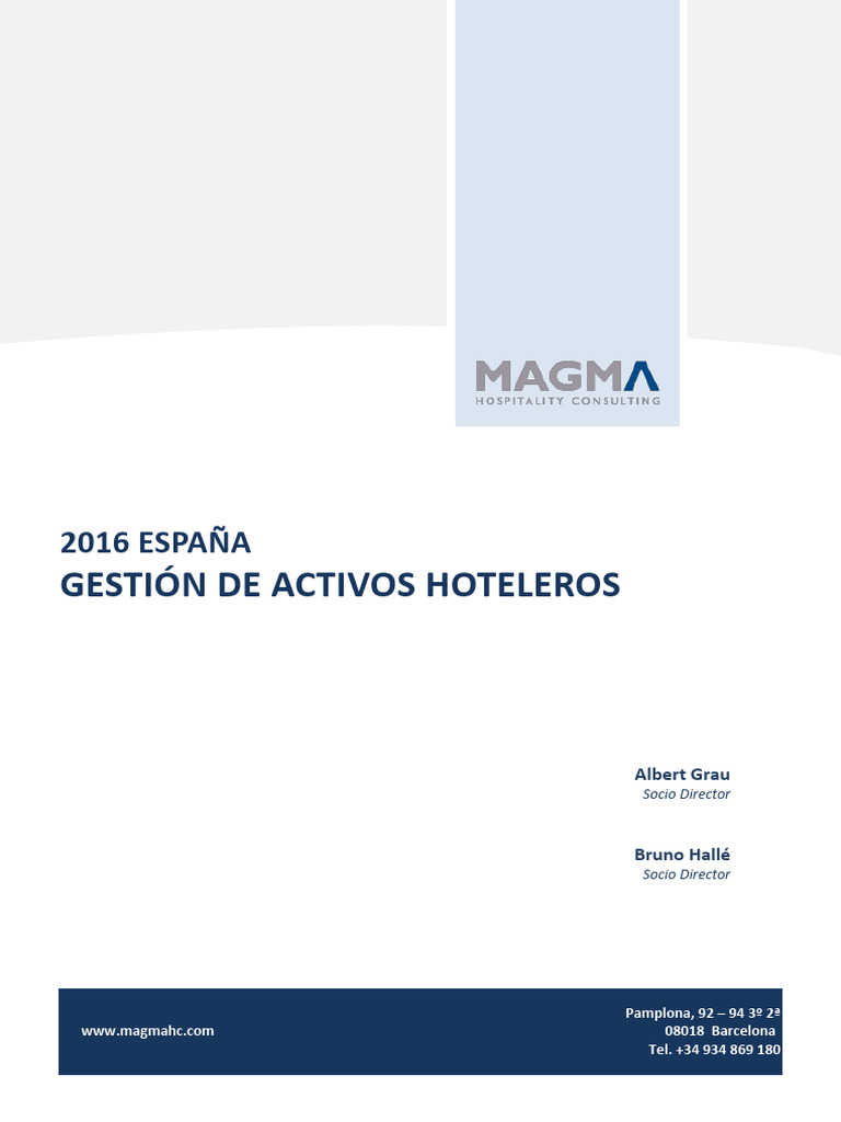 Magma Informe Gestiyn de Activos Hoteleros 2016 | PDF | Hotel | Turismo