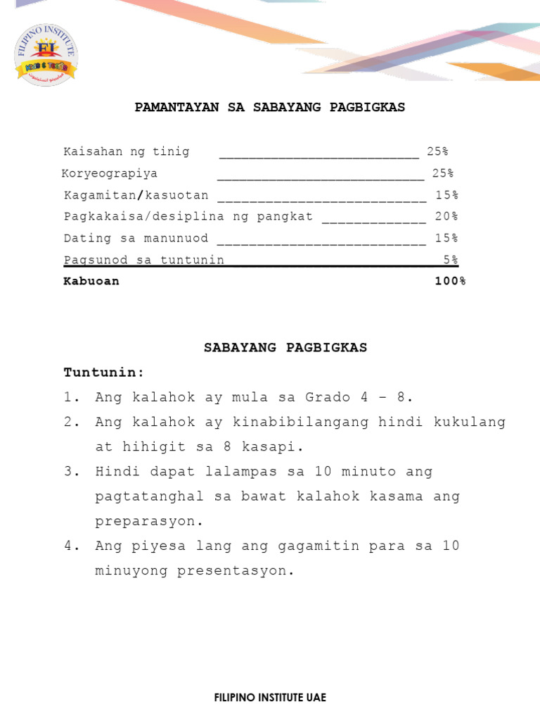 Rubrics Sa Sabayang Pagbigkas | PDF