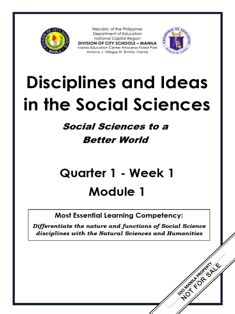 Diss Q1 Mod1 Social Sciences To A Better World Pdf Science