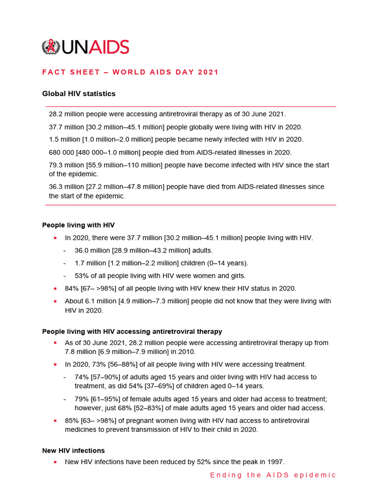 UNAIDS FactSheet en | PDF | Hiv/Aids | Management Of Hiv/Aids