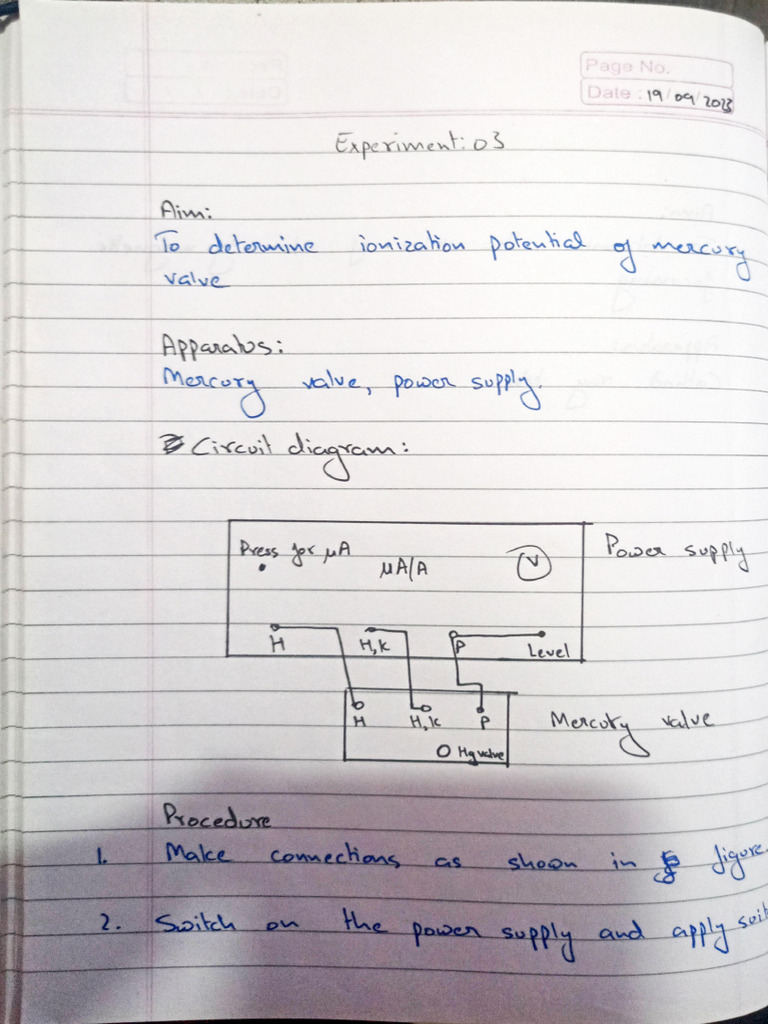 Ionisation potential of mercury experiment | PDF