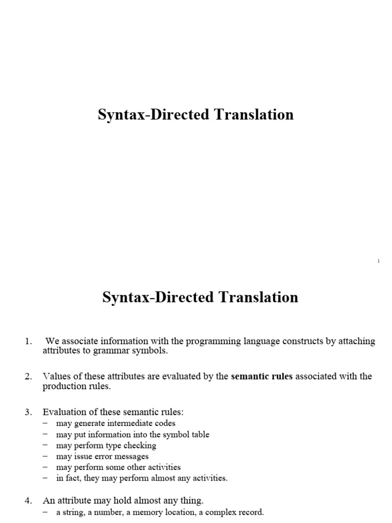 Syntax Directed Translation | PDF | Parsing | Computer Programming